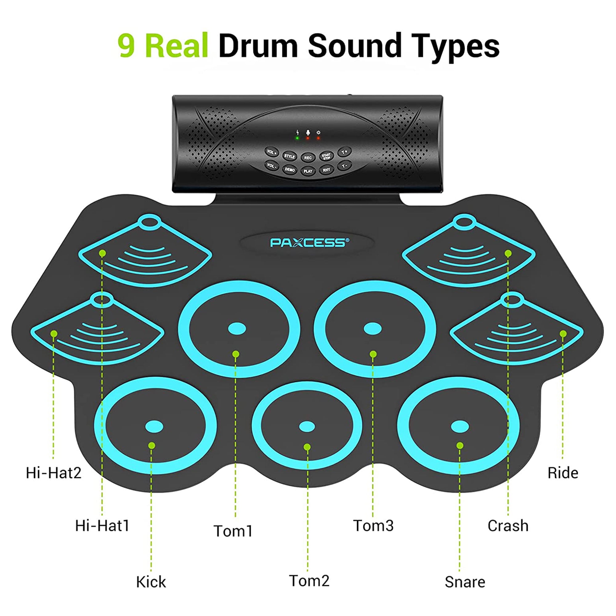 Buy PAXCESS 9 Pad Electronic Drum Set w/ Headphone Jack, Speakers ...