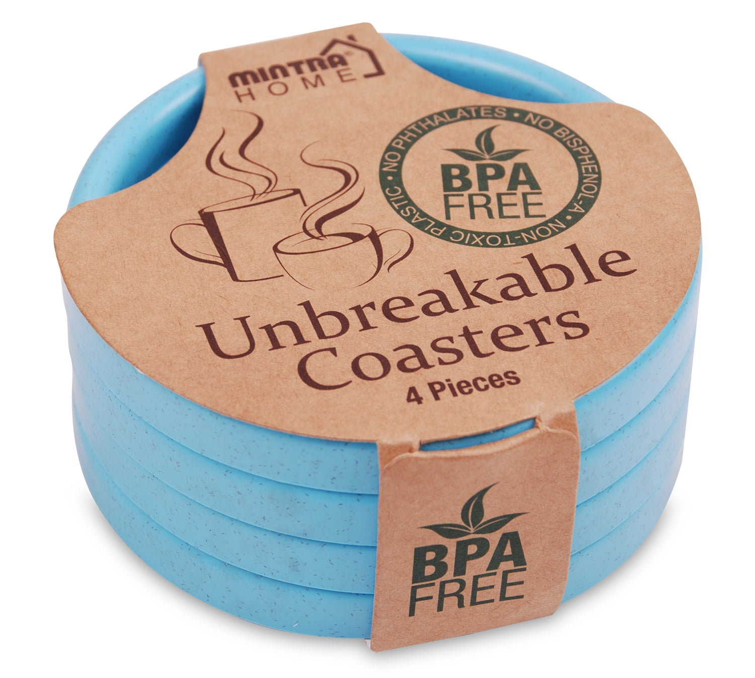 Mintra Home - (9051) Plastic Blue Coasters for Cups 4 Pack - Walmart.com