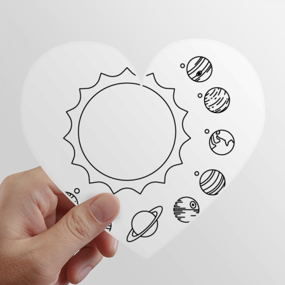 Contorno de la línea planetaria del sistema solar Calcomanías cardíacas ...