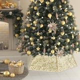 GEEDIAR Christmas Tree Collar 22 Inch Sequin Christmas Tree Skirt Gold ...
