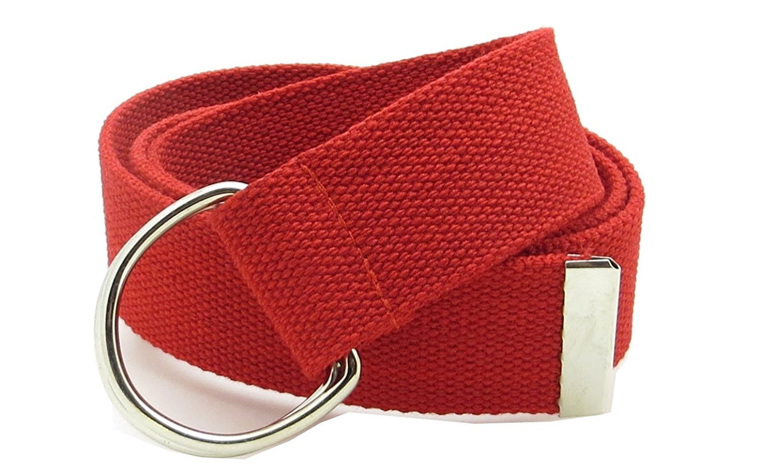 Canvas Web Belt Double D-Ring Buckle 1.5" Wide with Metal Tip Solid ...
