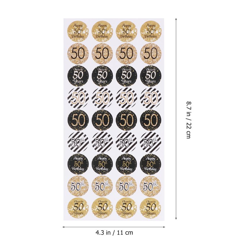 50th Birthday Round Label Printable 50th Birthday Cupcake Toppers,