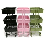 Dasbsug 3-Tier Mini Trolley Organizer with Wheels, Portable Metal ...