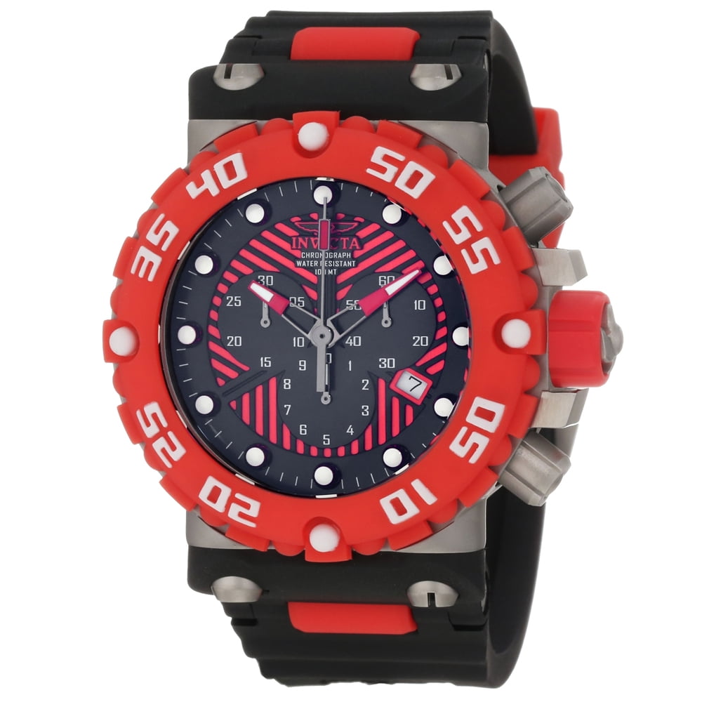 Invicta Men's 10037 Subaqua Nitro Diver Red Bezel Black and Red Dial ...