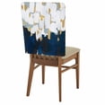 Blue White Chair Back Covers, Gold Graffiti Painting Art Retro Country ...