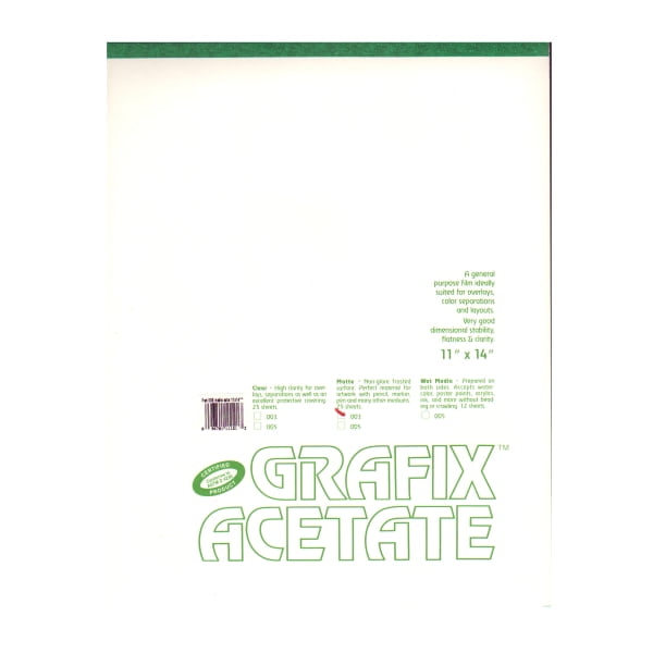Grafix Matte Acetate Film Pad, 11" x 14", 0.003" Thick, 25 Sheets ...