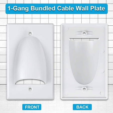 8 Pieces Single Gang Bundled Cable Wall Plate Recessed Internal Cable ...
