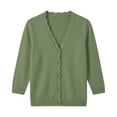 ABSUYY Womens Lightweight V-Neck Cardigan 3/4 Sleeve Button Front ...