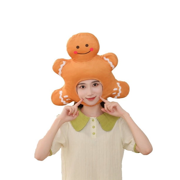 Holiday hat gingerbread human head cover hat plush head cover photo ...