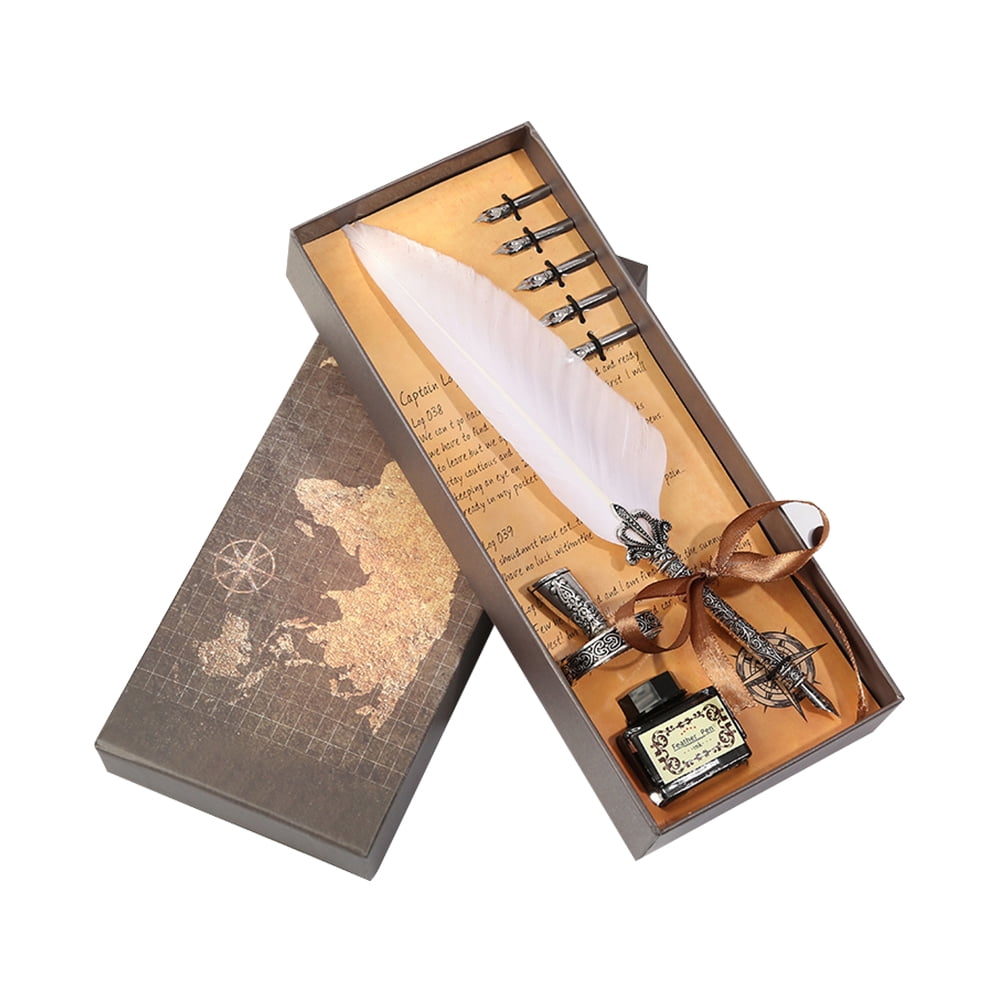 Smrinog Calligraphy Feather Dip Pen Writing Ink Quill Fountain Pen Set ...