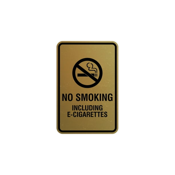 Portrait Round No Smoking Including E-Cigarettes Sign (Brushed Gold ...