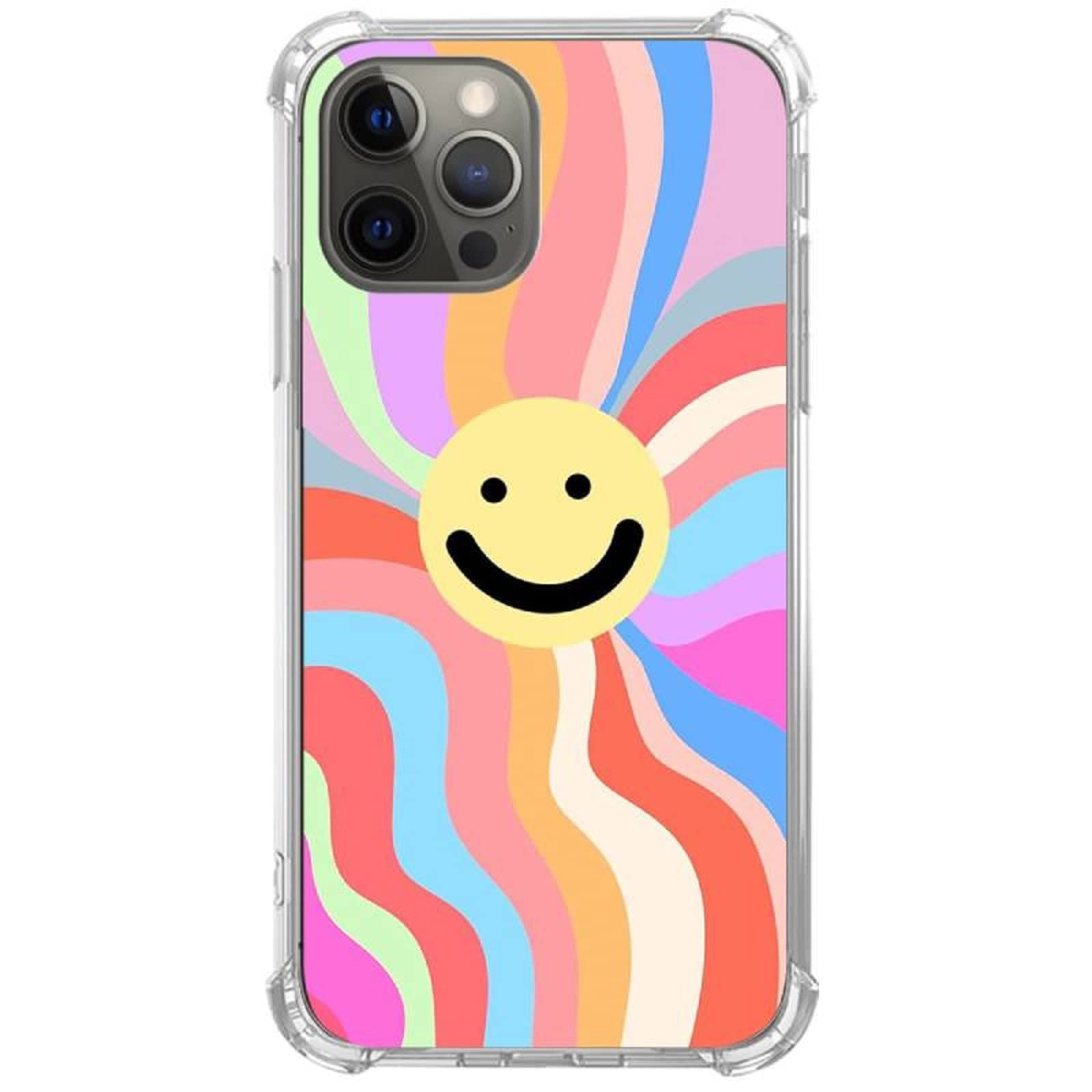 Rainbow Tie Dye Smiley Face Case for iPhone 12 Pro Max,Aesthetic Art Design Pattern TPU Shock ...