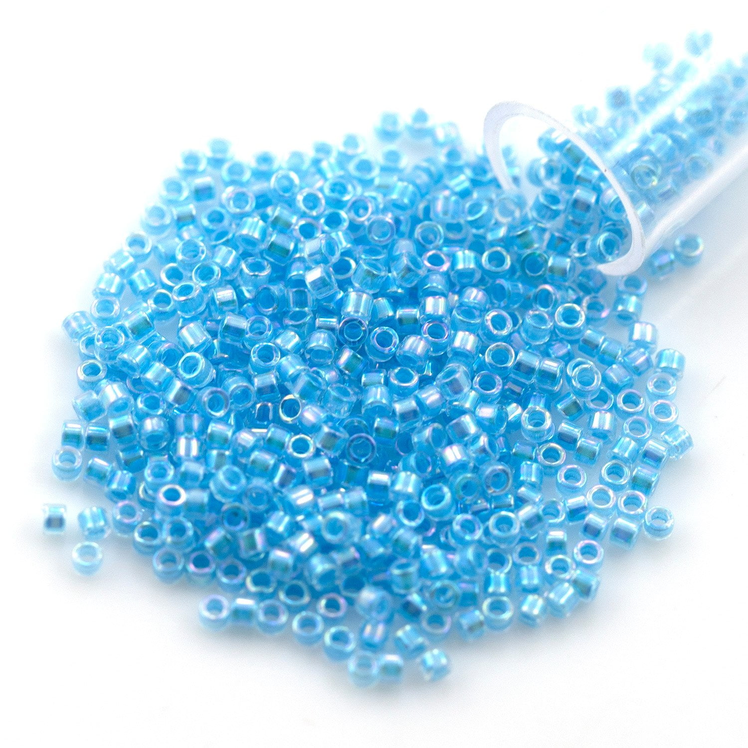 Miyuki Delica Seed Bead 11/0 Transparent Cyan AB - Walmart.com