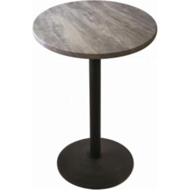 30 in. Black Table with 30 in. Diameter Indoor & Outdoor Rustic Round ...