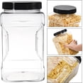 3 Pack Square Clear Plastic Jars, 98 Oz Wide Mouth Storage Containers ...