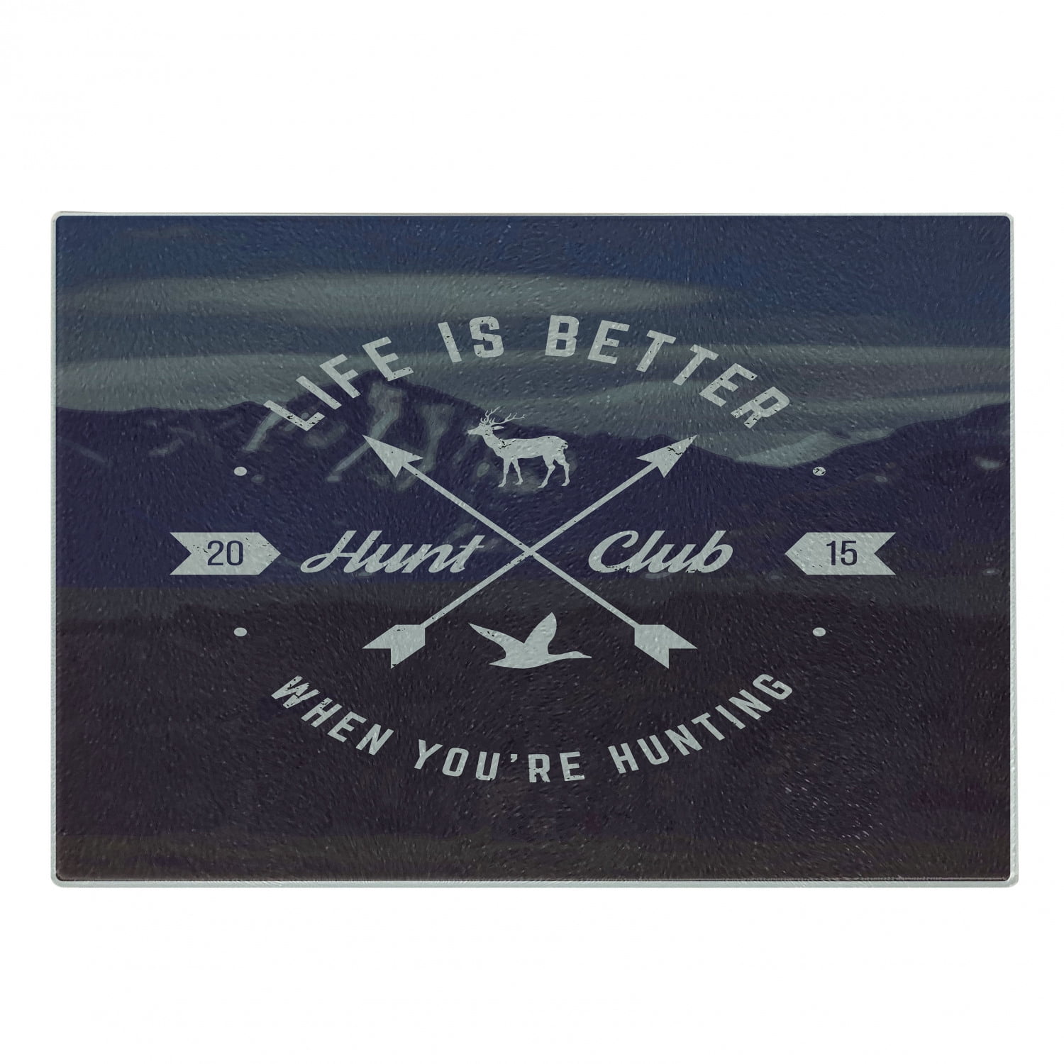 Hunting Cutting Board, Grunge Retro Hunt Club Emblem with Arrows ...