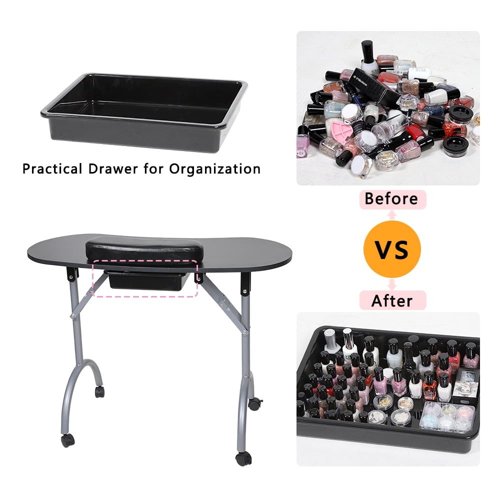 36-inch Portable & Foldable Manicure Table Nail Desk Workstation with ...