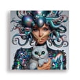 3drose, Woman with Octopus Tentacle Hair and Her Pet Cat, 15x15 Wall ...