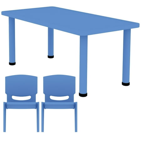 2xhome - Blue Kids Table and Chair Set Adjustable Leg Strong Wide ...