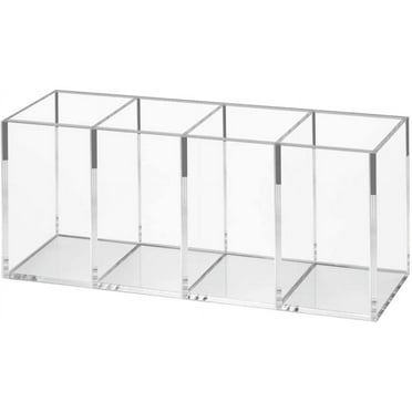 NIUBEE Clear Acrylic 4-Compartment Desktop Pen Holder, Pencil Cup ...