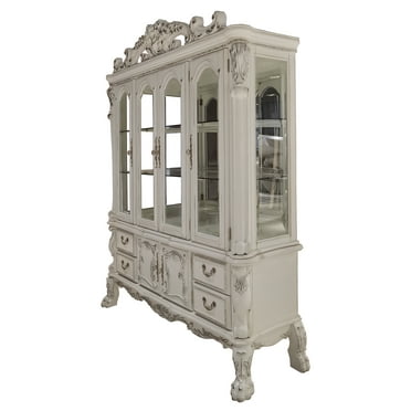 ACME Vendome Hutch and Buffet with 4 Glass Doors in Antique Pearl ...