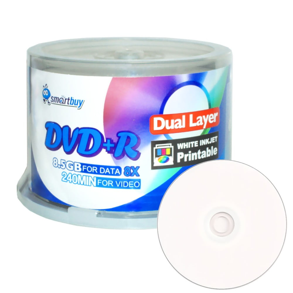 SmartBuy 50 Pack Dvd+r Dl 8.5gb 8x DVD Plus R Double Layer Printable ...