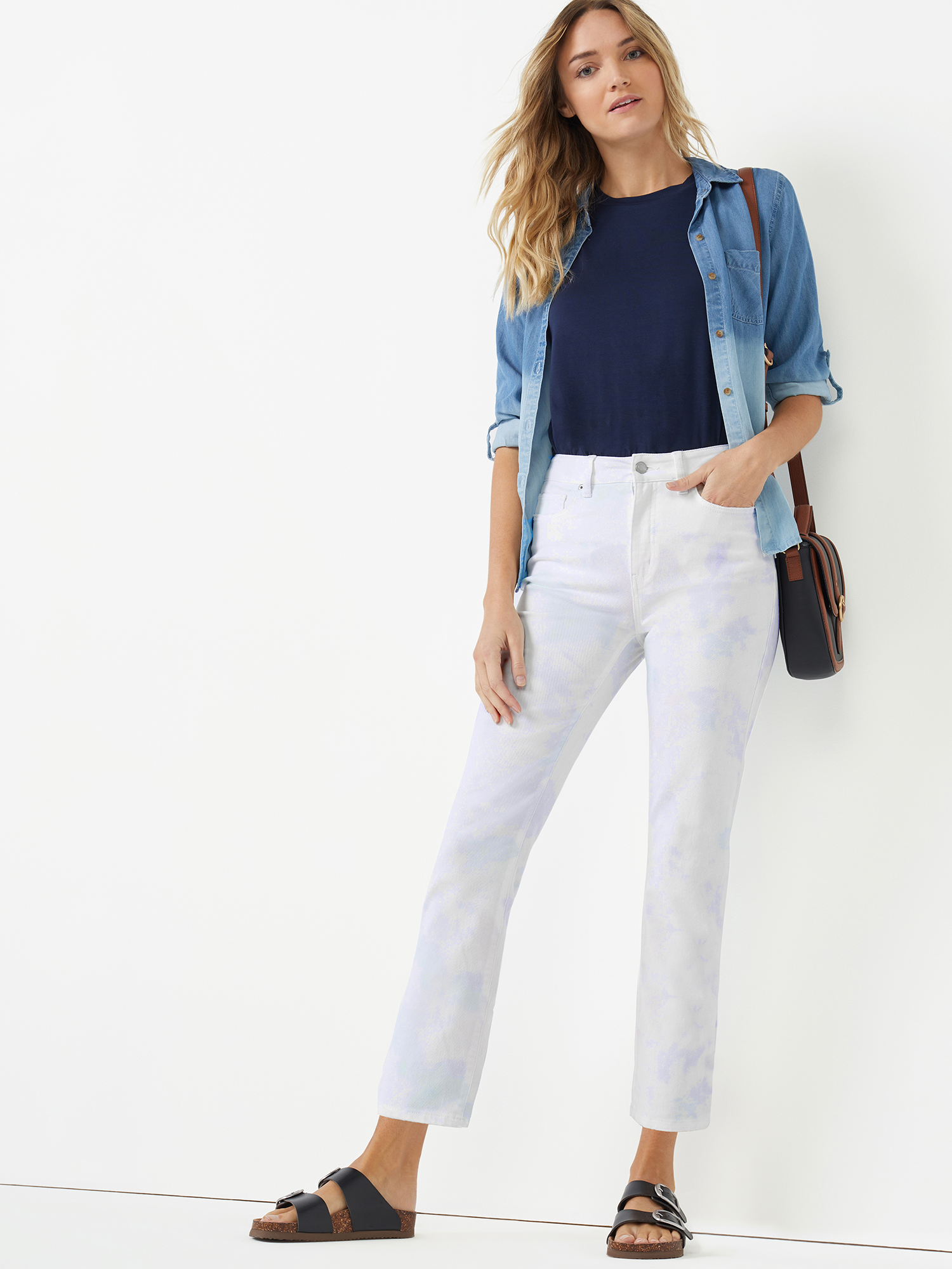 Time and Tru Women's Soft Button Front Shirt with Long Sleeves ...