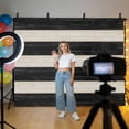 10x8ft Photo Backdrop, Black Cream Striped Soft Polyester Backdrop ...
