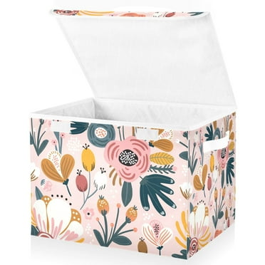 Smart Home 2 Piece Gingham and Floral Storage Boxes in Pink & Green ...