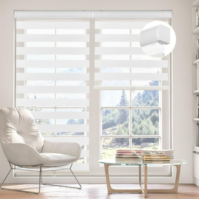 Cordless Zebra Blinds with Valance 48" W x 90" H (122 W x 228 H CM) Day ...