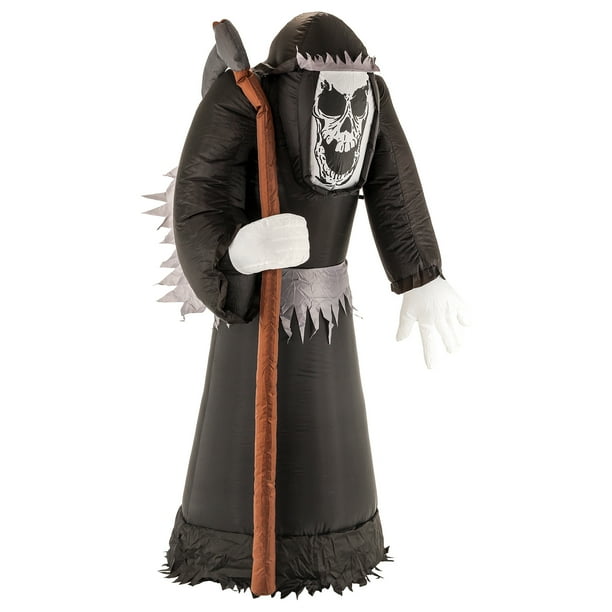 Halloween Haunters Giant 7 Foot Inflatable Beckoning Black Grim Reaper ...