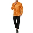 Unique Bargains Men's Satin V Neck Long Sleeve Dress Shirt L Orange ...
