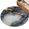 Abstract Marble Marble Texture Round Rug 5ft Black White Gradient ...