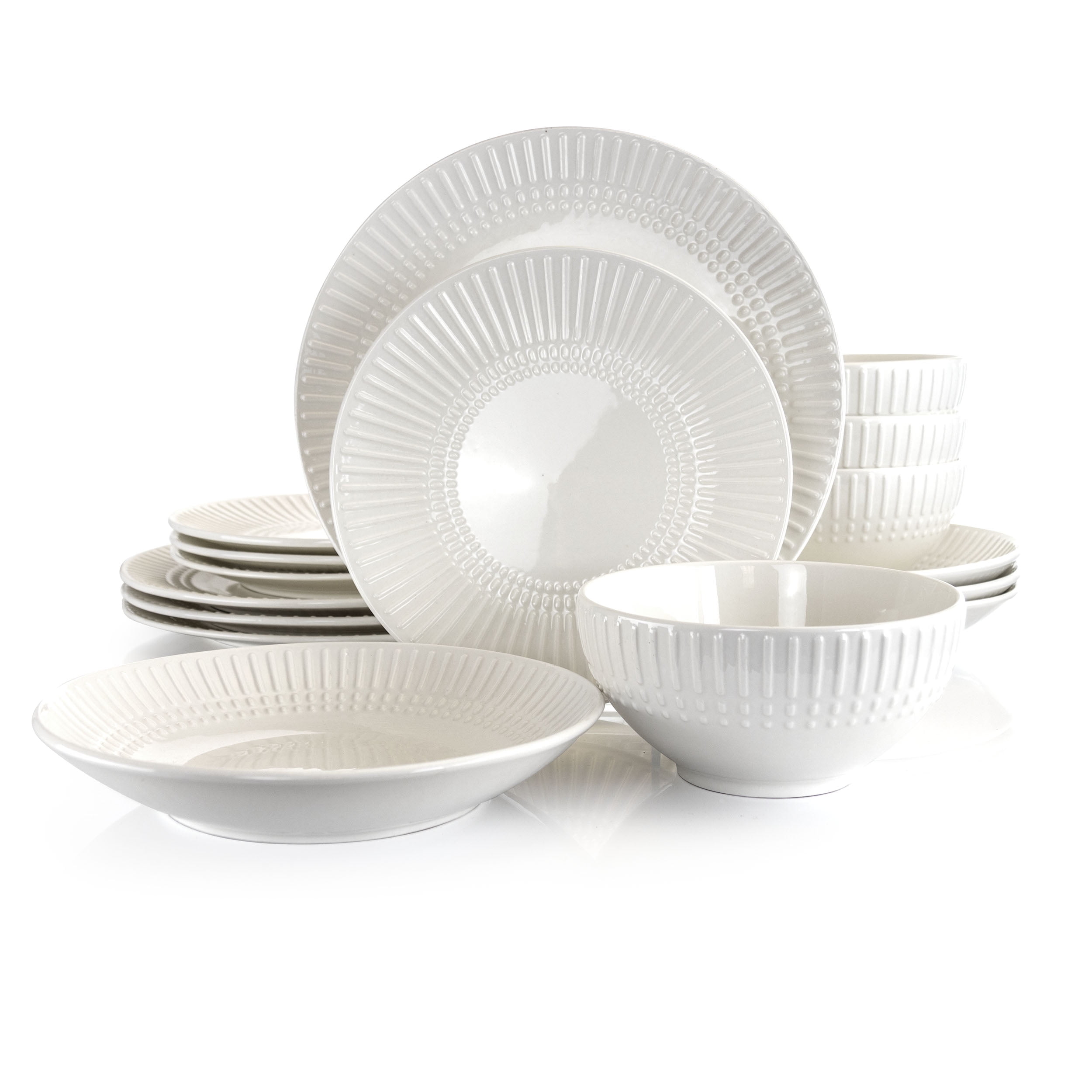 Gibson Home Embossed Fan 16 Piece Fine Ceramic Dinnerware Set - Walmart.com