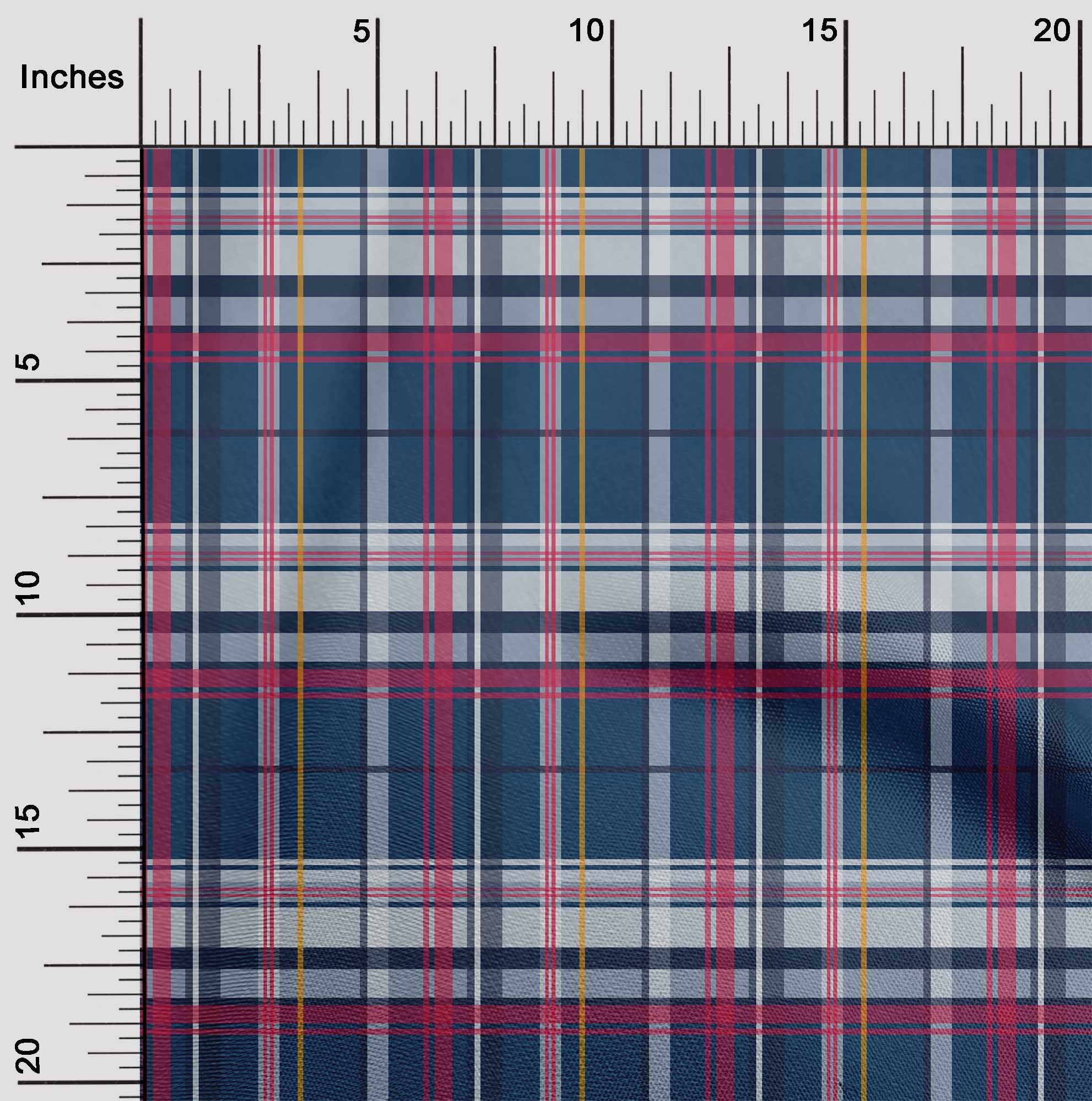 oneOone Viscose Chiffon Dark Navy Blue Fabric Madras Check Fabric For ...