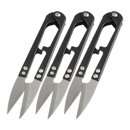 3 Pcs Black Grip Metal Thread Clip Tailor Yarn Spring Scissors Stitch ...