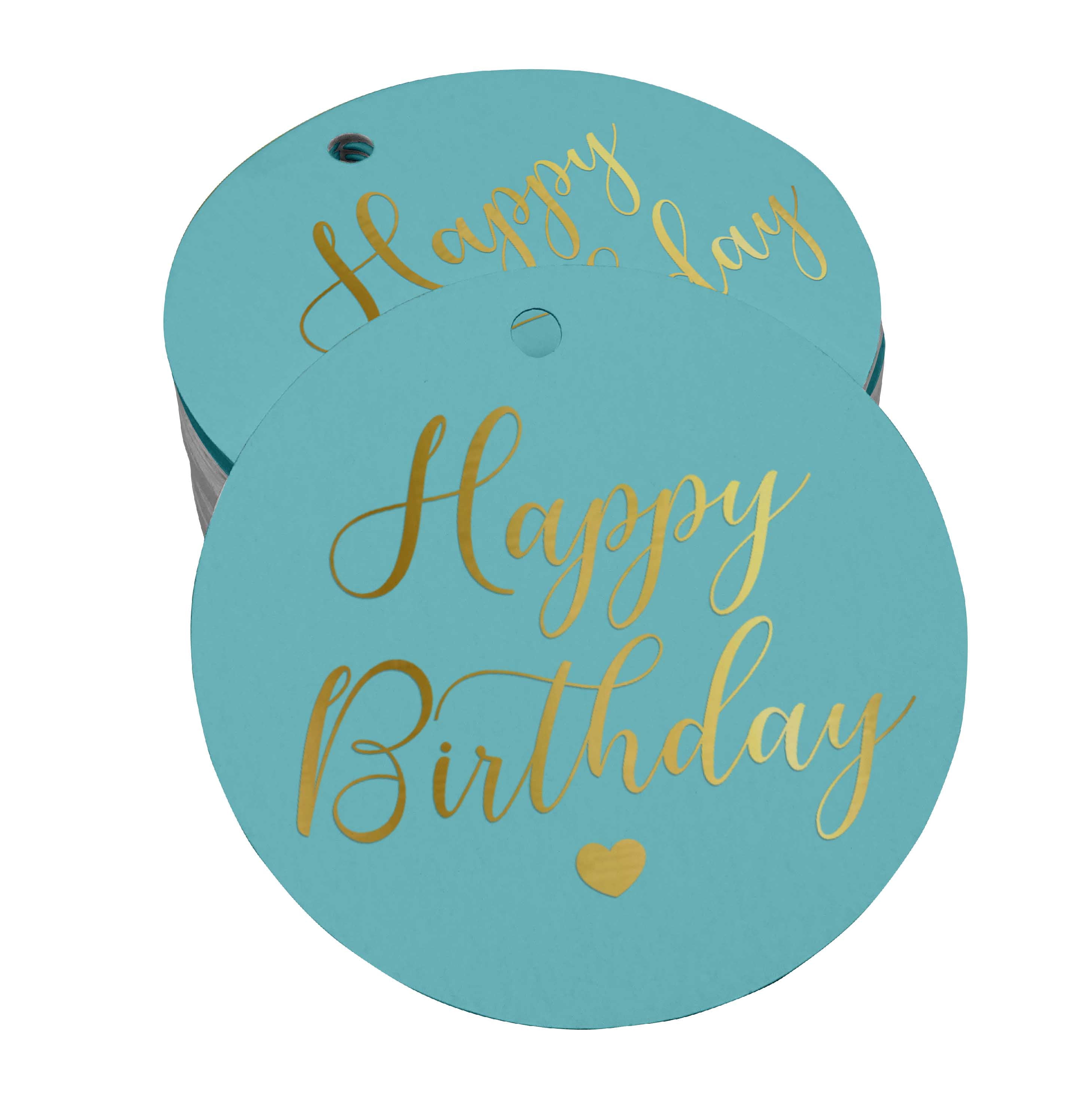 Inkdotpot Real Gold Foil Happy Birthday Tags Favor Hang Paper Tags 100 ...