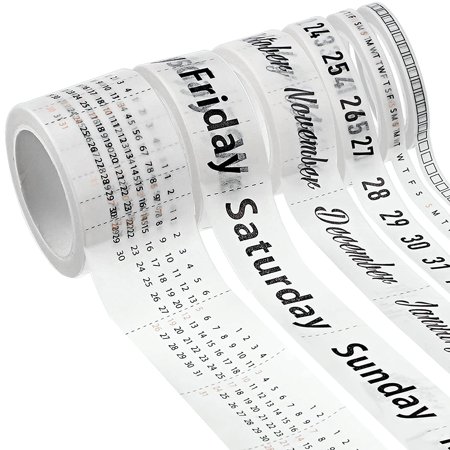 6 Rolls Calendar Washi Tape Set Day Week Month Number Scrapbook Tape 4 ...