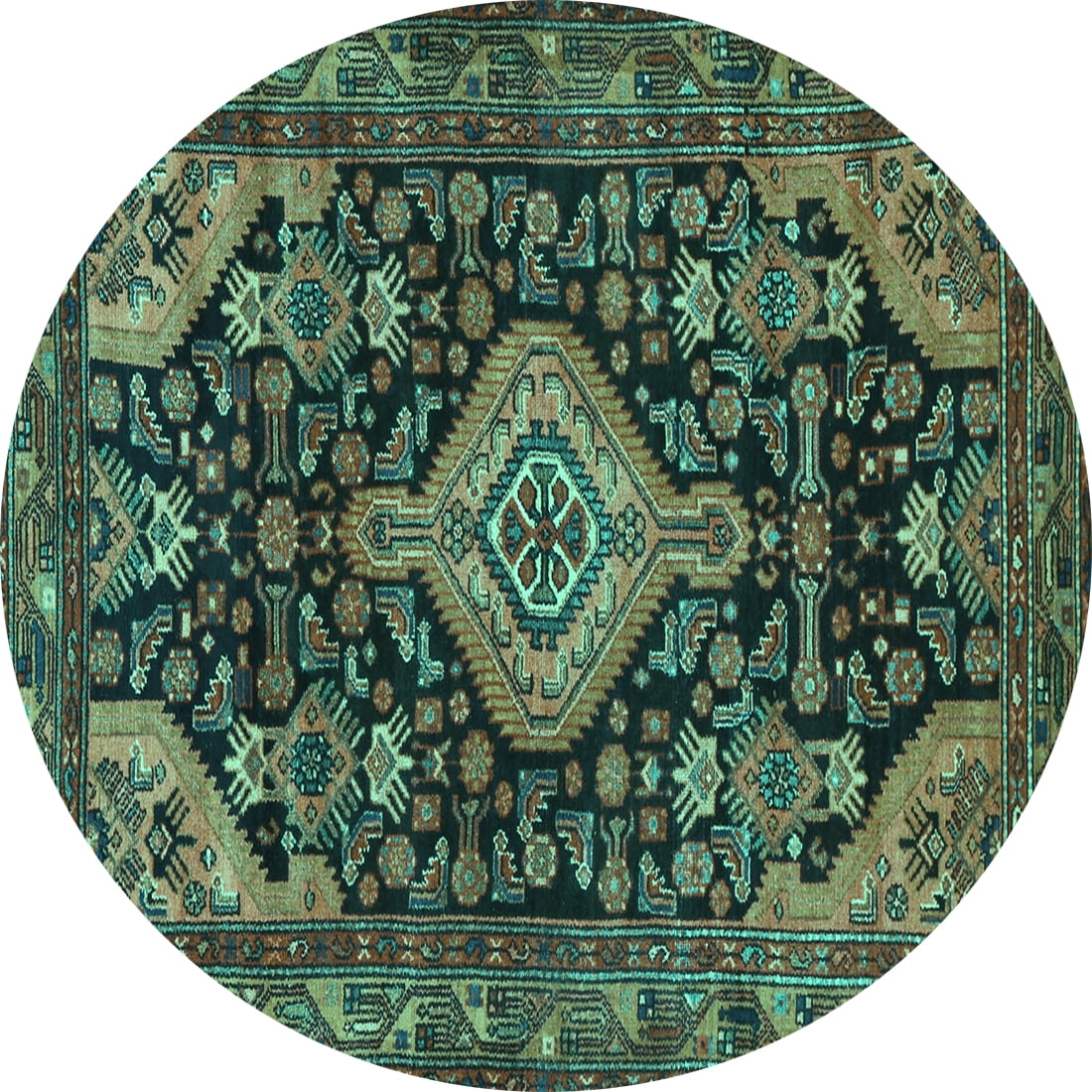Ahgly Company Indoor Round Persian Turquoise Blue Traditional Area Rugs ...