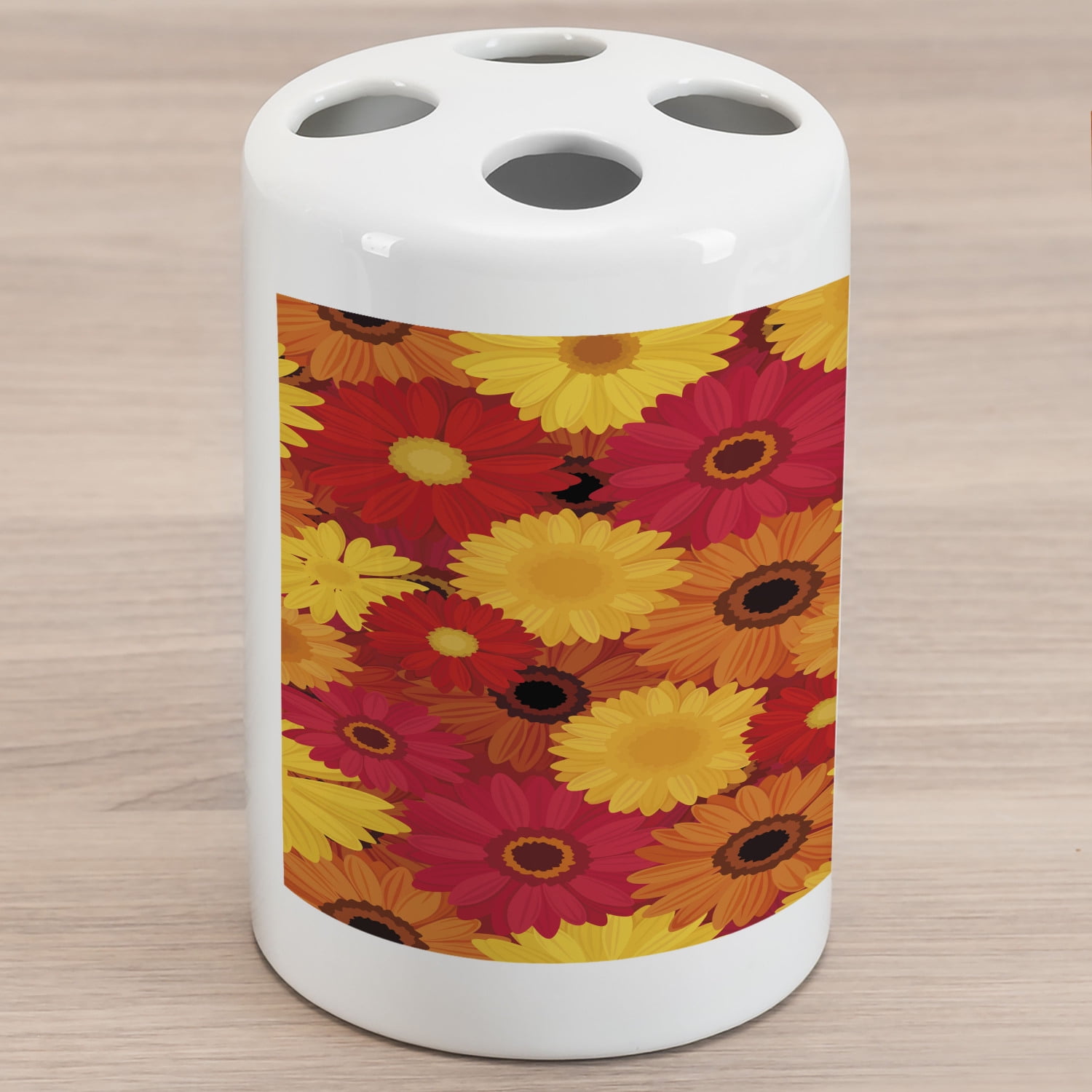 Gerber Daisy Ceramic Toothbrush Holder, Summer Bloom Love Pattern with ...