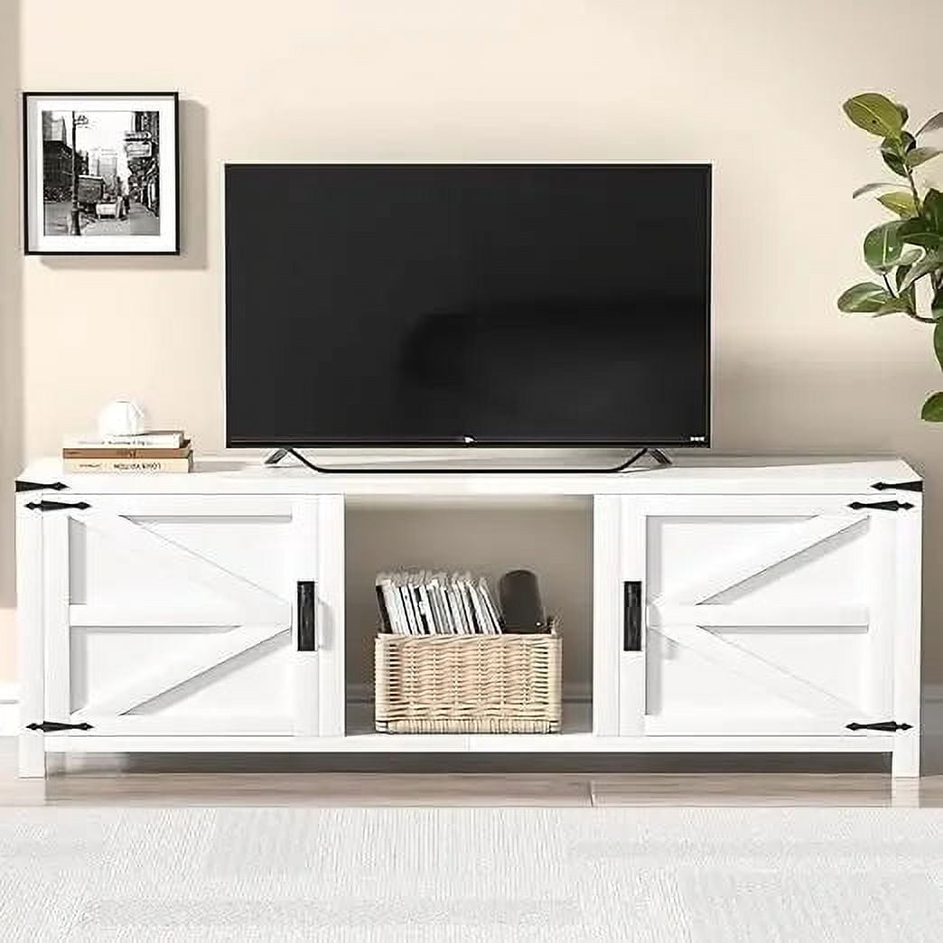 70" TV Stand with Double Barn Doors Storage Cabinets for TVs UP To 80 ...