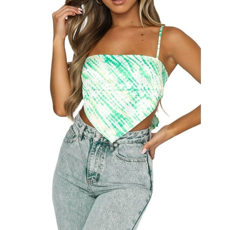 Sunloudy Women?s Fresh Printing Bandage Backless Exposed Navel Camisole ...