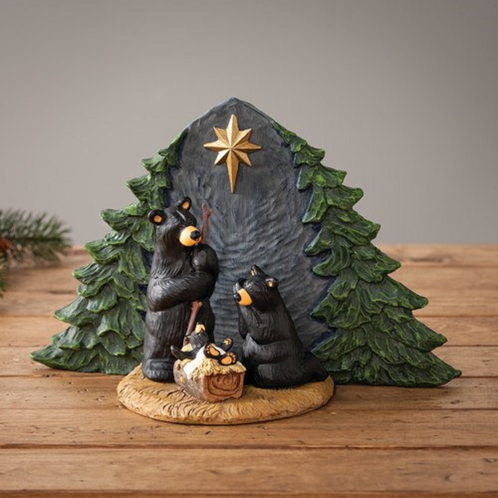 Bearfoots Forest Nativity Black Bear Family Christmas Figurine ...