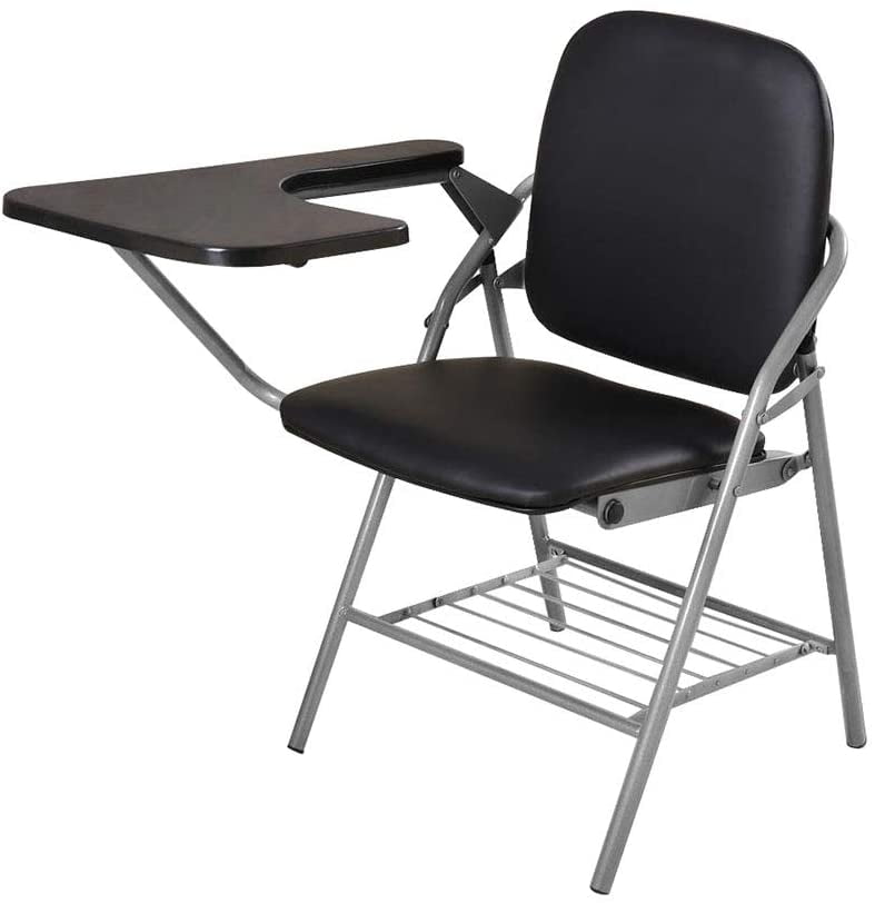 Folding Chair Folding Chair Desk Chair Black Faux Leather Padded Steel ...