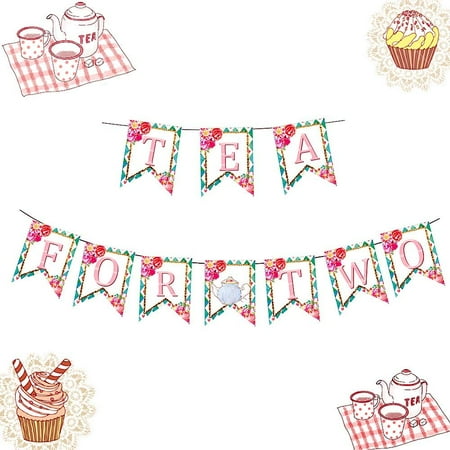 HSD Tea for Two Birthday Banner Par Tea 2nd Birthday Banner LET'S PAR ...