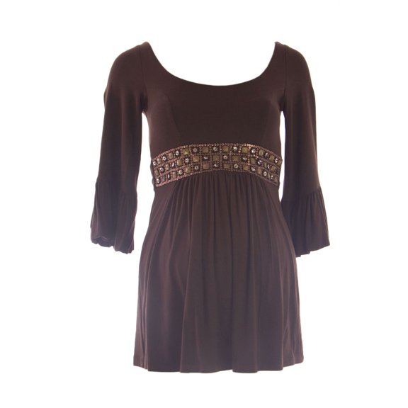 OLIAN Maternity Women's Speckle Print 3/4 Sleeve Dress Sz X-Small Brown ...