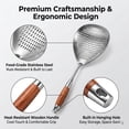 16 Inch Wooden Handle Stainless Steel Skimmer, Spider Strainer Ladle ...
