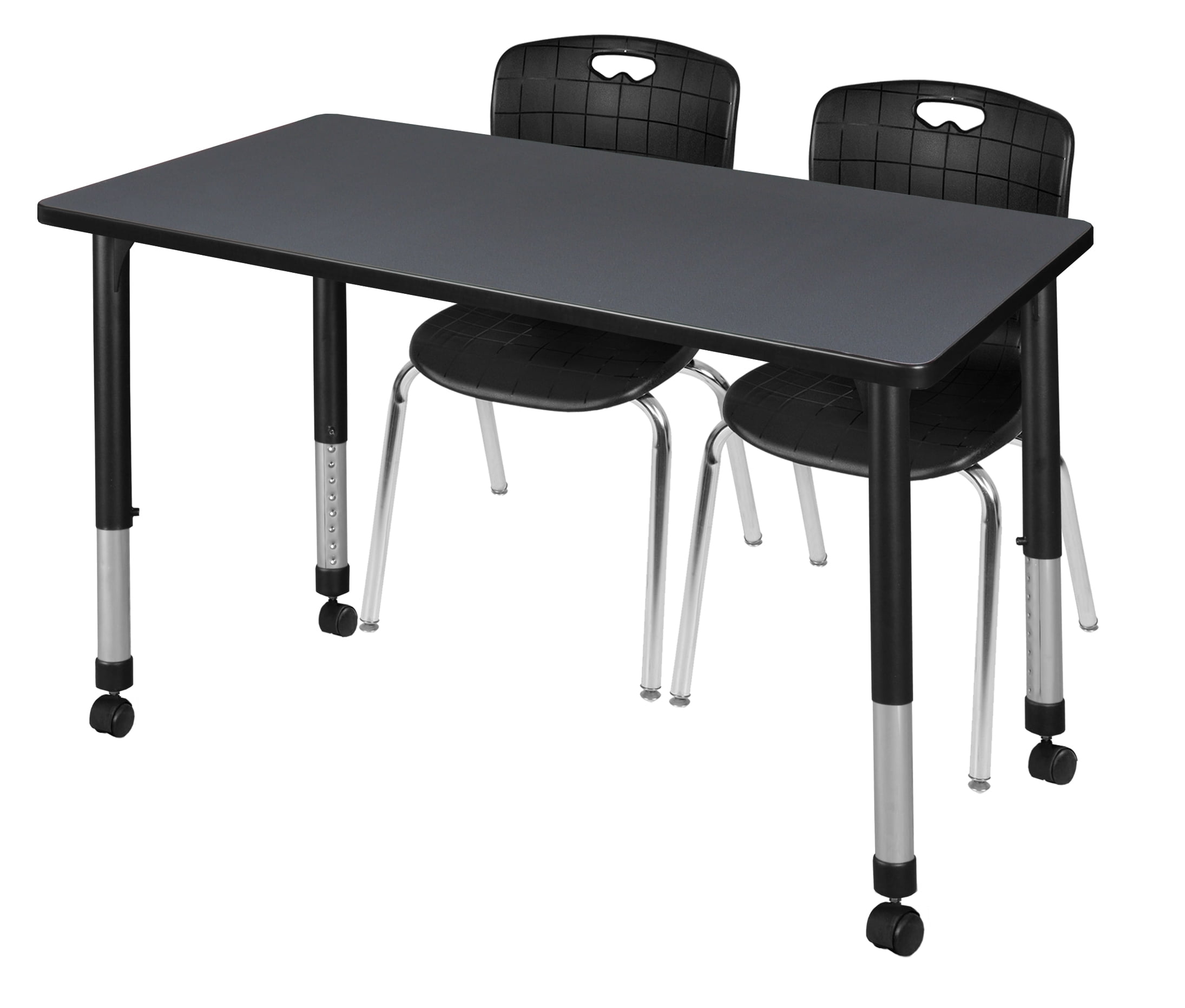 Kee 48" x 24" Height Adjustable Mobile Classroom Table - Grey & 2 Andy ...