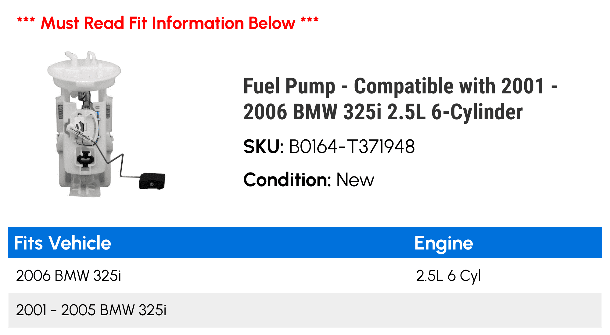 2006 bmw 325i fuel pump store