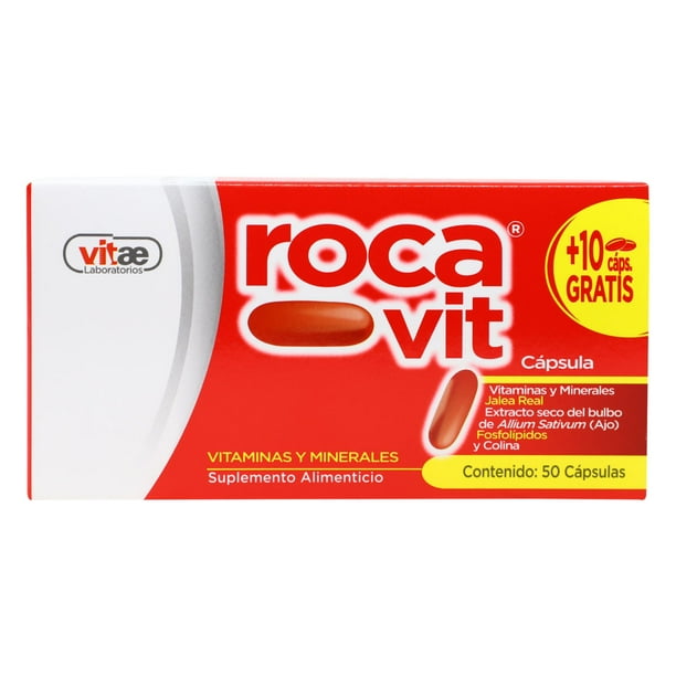 ROCA VIT 50 CAPS + 10 CAPS , VITAMINAS Y MINERALES JALEA REAL, EXTRACTO ...